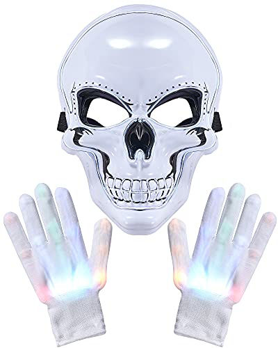 GetUSCart- Halloween Mask LED Skeleton Mask Purge Hacker Mask Scary ...
