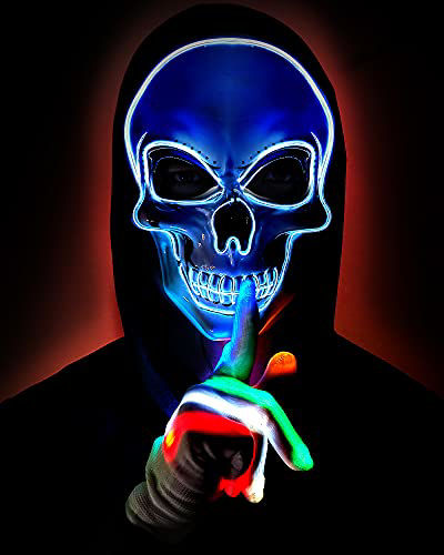 GetUSCart- Halloween Mask LED Skeleton Mask Purge Hacker Mask Scary ...