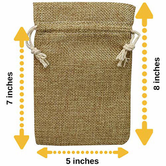 GetUSCart- 50 Burlap Bags with Drawstring, 5x8 Inch (5x7 Internal) Gift ...