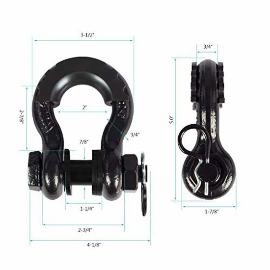GetUSCart- AMBULL Shackles 3/4 Inch D Ring Shackle (2 Pack) 41,850lb ...