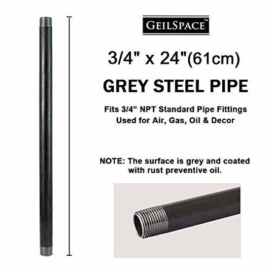 GetUSCart- GeilSpace 3/4" × 24" Heavy Duty Pre-Cut Grey Metal Pipe ...