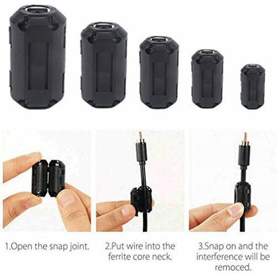 GetUSCart- Noise Filter Cable Ring Sets, Clip-on Anti-Interference RFI ...