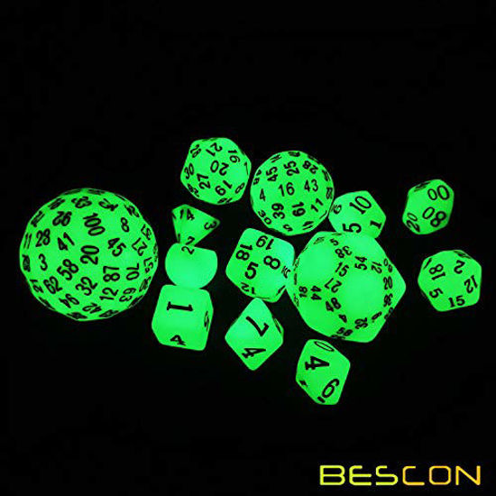 GetUSCart- Bescon Super Glowing in Dark Complete Polyhedral RPG Dice ...