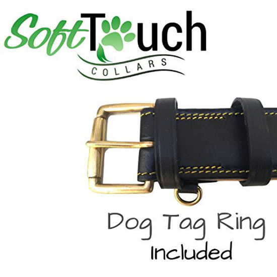 GetUSCart- Soft Touch Collars Black Leather Padded Dog Collar with ...