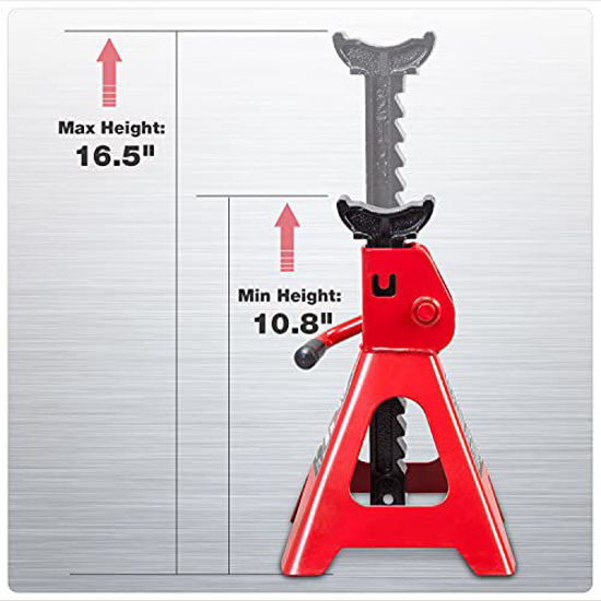 GetUSCart- Jack Boss Car Jack Stands 2 Ton 4,400 Lbs Capacity Steel Car Lifting Stand Adjustable ...