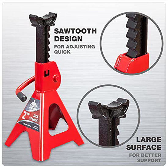 GetUSCart- Jack Boss Car Jack Stands 2 Ton 4,400 Lbs Capacity Steel Car Lifting Stand Adjustable ...
