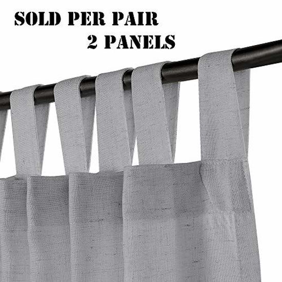 GetUSCart- Tab Top Natural Linen Blended Airy Curtains for Living Room ...