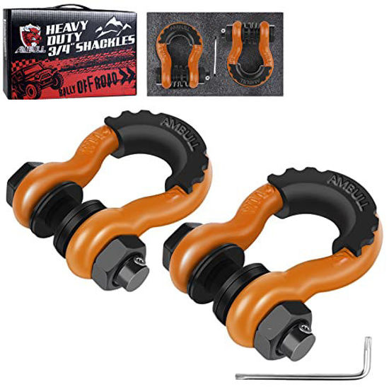 GetUSCart- AMBULL Shackles 3/4" D Ring Shackle (2 Pack) 45,000lb Break ...