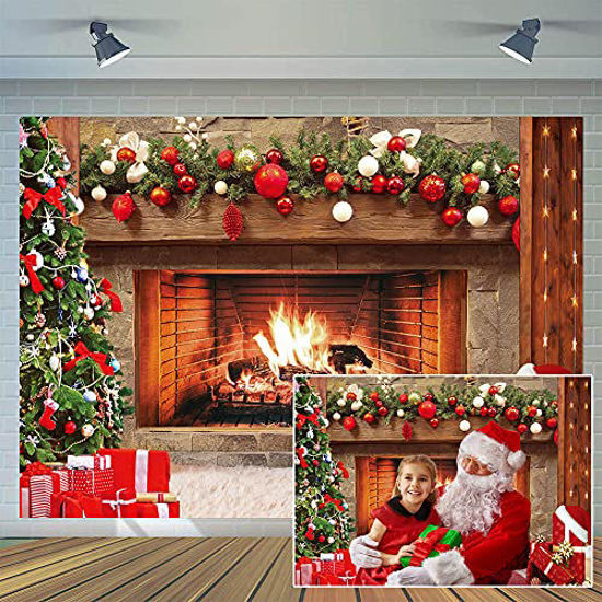 GetUSCart- CYLYH 8x6ft Christmas Photography Backdrop Christmas Fireplace Theme Backdrop ...