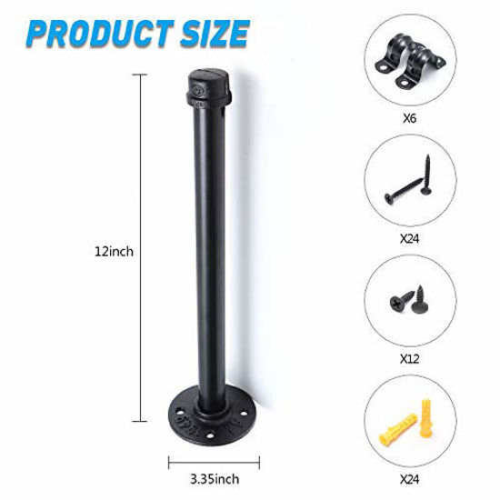 GetUSCart- 3/4" Industrial Black Iron Pipe Shelf Brackets, Rustic Wall ...