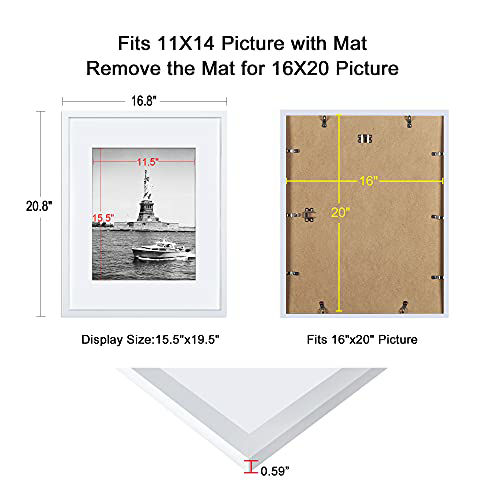 GetUSCart- ENJOYBASICS 16x20 Picture Frame White Poster Frame,Display ...
