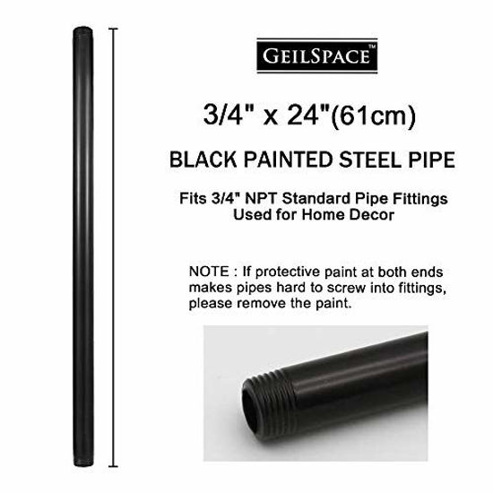 GetUSCart- GeilSpace 6 Pack 3/4" × 24" Pre-Cut Black Metal Pipe ...