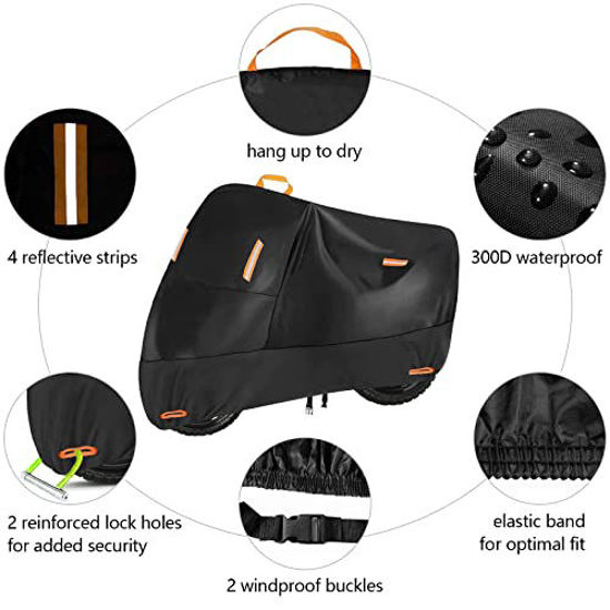 GetUSCart- 300D Heavy Duty Motorcycle Cover, Seceles All Season Durable ...
