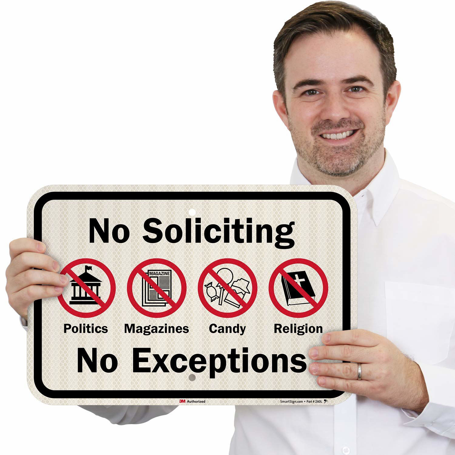 GetUSCart- SmartSign "No Soliciting - No Exceptions" Sign | 12" x 18 ...