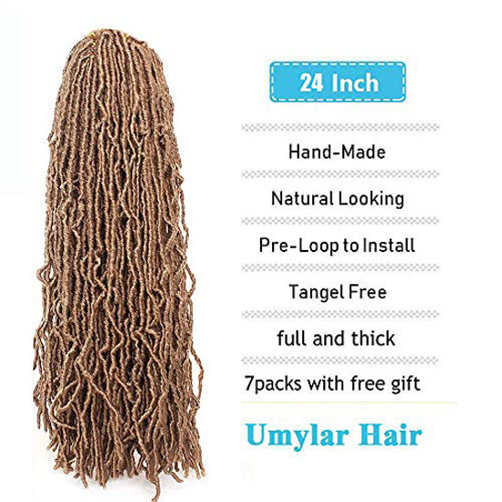 GetUSCart- Umylar 24 inch New Faux Locs Crochet Hair,7 Packs Extensible ...