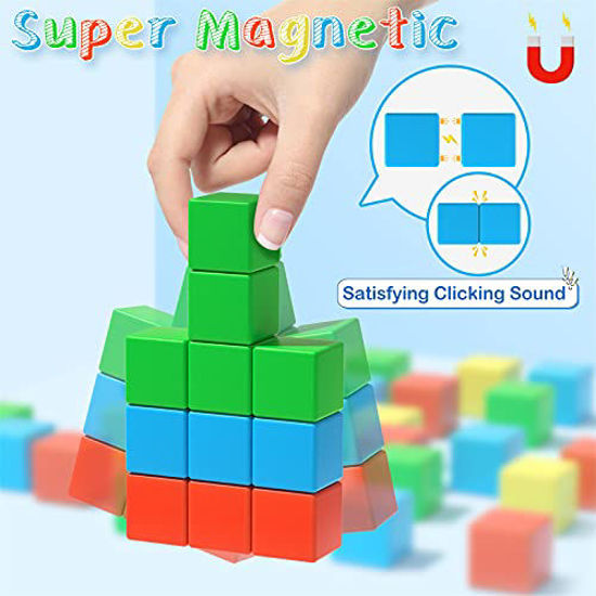 GetUSCart- Magnetic Blocks, 28 Pieces 1.34 inch Large Magnetic Building ...