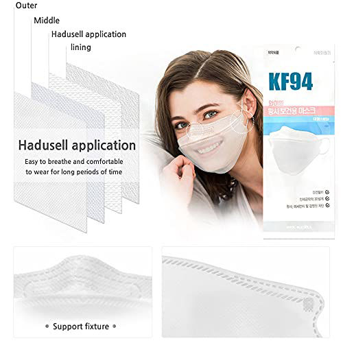 GetUSCart- [25, 50 Pack] YM 4-Layers Premium Protective KF94 Certified Face Safety White Mask ...