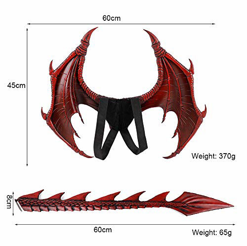 GetUSCart- Himine Dragon Wings Props Cosplay Wing with Tail (Red)