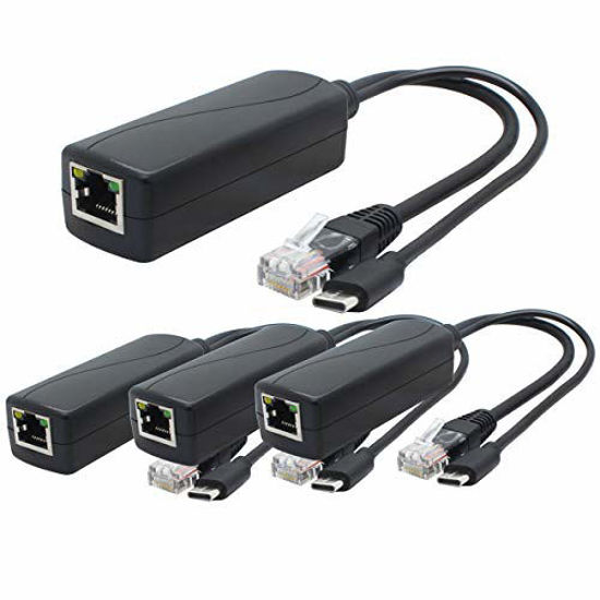 GetUSCart- ANVISION 4-Pack 5V Gigabit PoE Splitter, USB Type C, 48V to ...
