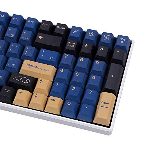 GetUSCart- Blue Samurai Keycaps 129 Keys PBT Cherry Profile Keycaps Dye ...