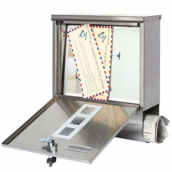 GetUSCart- Jssmst Locking Wall Mount Mailbox, Stainless Steel Mailboxes ...