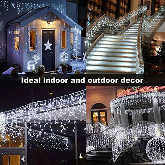 GetUSCart- LED Icicle Lights Outdoor, 32.8ft 400 LED Icicle Christmas ...