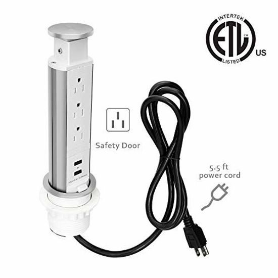 GetUSCart- Pop Up Outlet for Countertop, Receptacle Power Strip with 3 ...