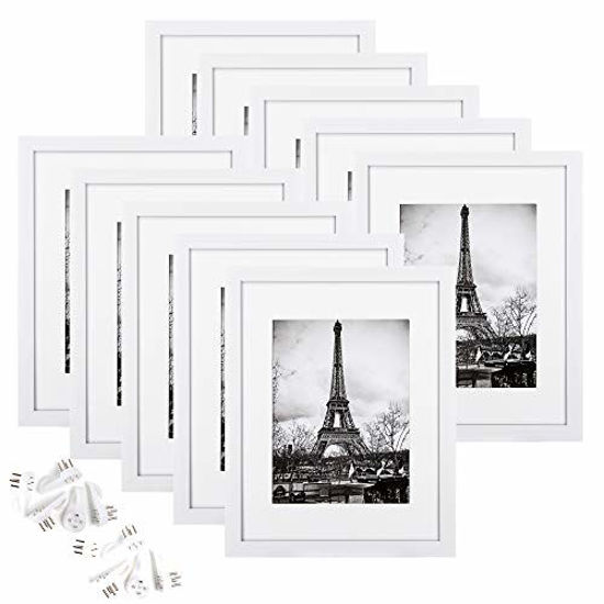 GetUSCart- upsimples 8.5x11 Picture Frame Set of 10,Display Pictures 6x8 with Mat or 8.5x11 ...
