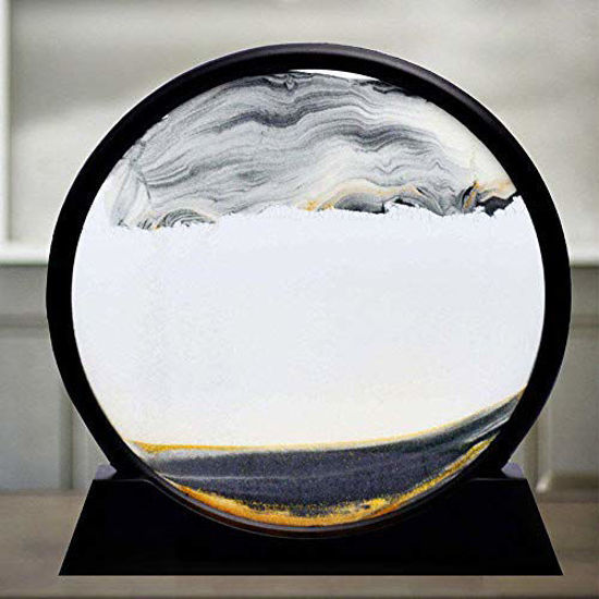 GetUSCart- Aoderun 12" Moving Sand Art Picture Round Glass 3D Deep Sea ...