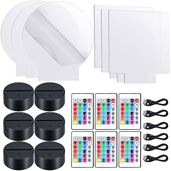 GetUSCart- 6 Sets 3D Night LED Light Lamp Bases Including 6 Light ...