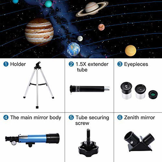 GetUSCart- Telescope for Kids & Beginners, 90x Magnification, 50mm ...