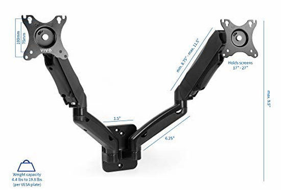 GetUSCart- VIVO Height Adjustable Pneumatic Extended Arm Dual Monitor ...