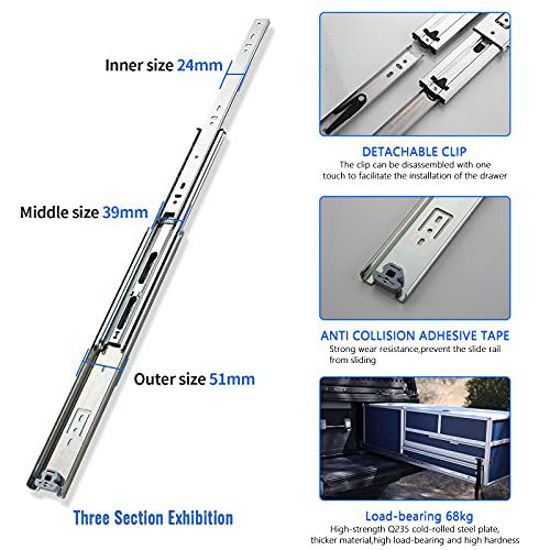 GetUSCart- AOLISHENG Heavy Duty Drawer Slides 22 Inch Full Extension ...