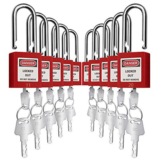 GetUSCart- Lockout Tagout Locks, Safety Padlock?10 PCS with Number (Red ...