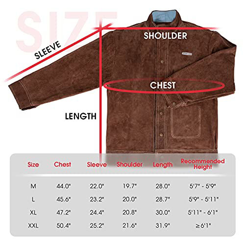GetUSCart- YESWELDER Welding Jacket Cowhide Leather Welding Coat Heat ...