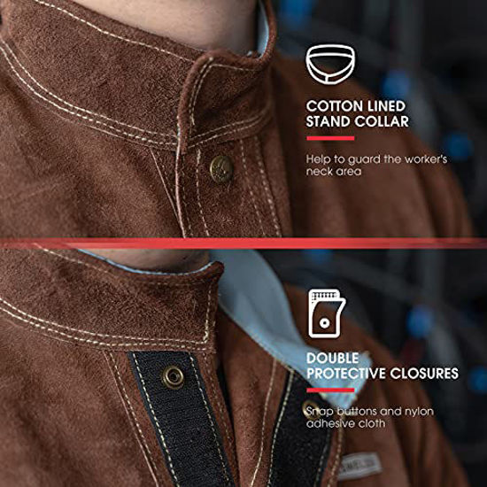 GetUSCart- YESWELDER Welding Jacket Cowhide Leather Welding Coat Heat ...