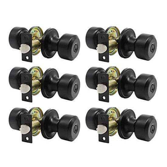 GetUSCart- KNOBWELL 6 Pack Keyed Alike Exterior Door Knobs with Matte Black Finish, Keyed Entry ...
