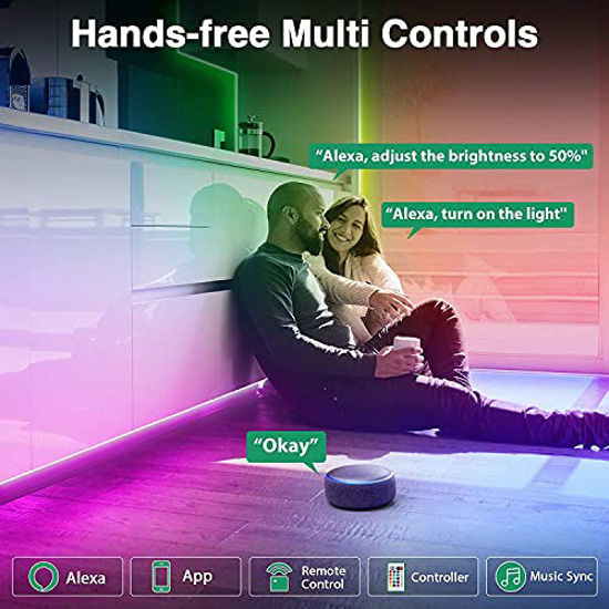 GetUSCart- 12V RGB Neon Rope Light,Led Neon Flex LED Strip Lights Alexa ...