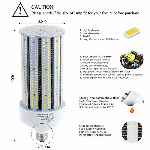 GetUSCart- 2-Pack 100W LED Corn Bulbs,5000K,AC110-277V,14000lm,E26/E39 ...
