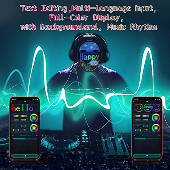 GetUSCart- Led Mask with Programmable,Bluetooth Face Mask, Light up ...