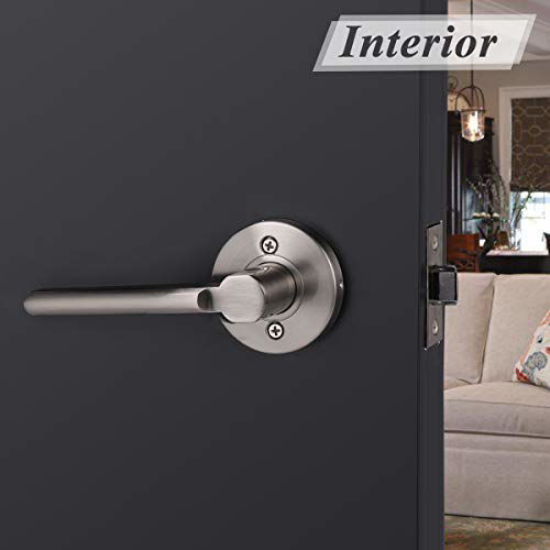 GetUSCart- Probrico Modern Stain Nickel Keyless Passage Door Levers Interior Locks for Hall or ...