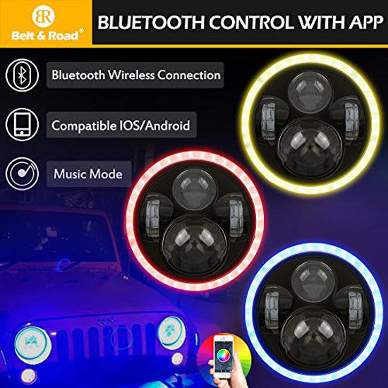 GetUSCart- 7 Inch LED Headlights for Wrangler JK headlight - RGB halo ...