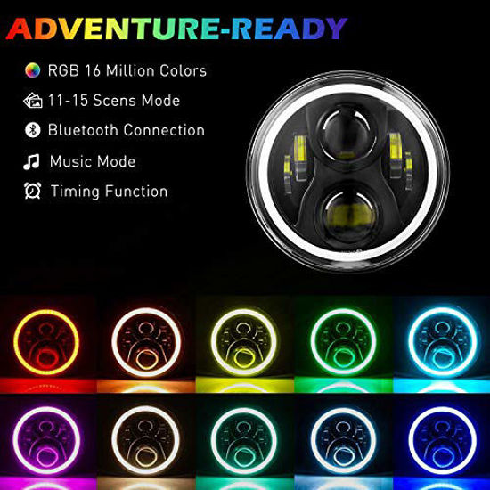 GetUSCart- BEEYEO 7 Inch Round LED Headlight,RGB Halo Angel Eyes DOT ...