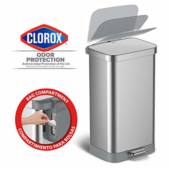 GetUSCart- Glad Stainless Steel Step Trash Can with Clorox Odor ...