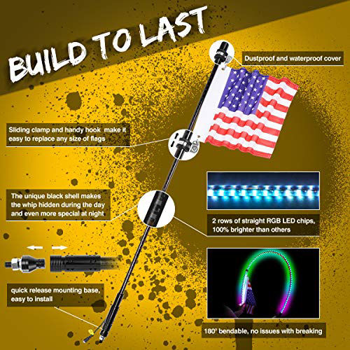 GetUSCart- 2PCS 4FT LED Whip Lights with Flag, SWATOW INDUSTRIES ...