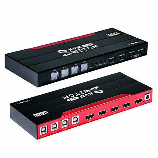 GetUSCart- MiraBox HDMI 2.0 KVM Switch 4 in 1 Out 4K@60Hz 4:4:4 HDR ...