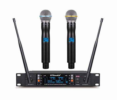 GetUSCart- GTD Audio 2x100 Adjustable Channels UHF Wireless Microphone DJ Karaoke Metal Mic ...