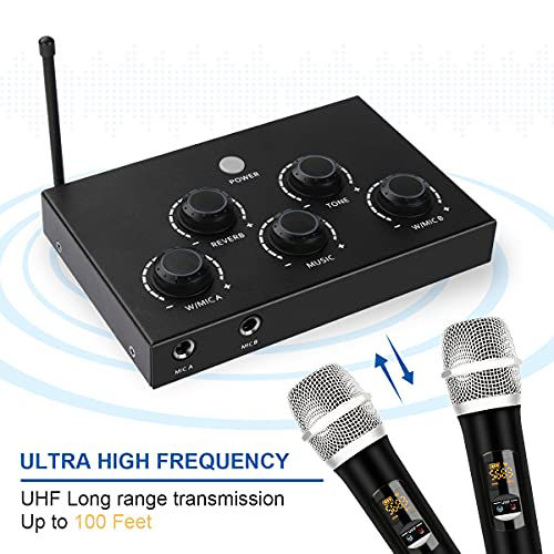 GetUSCart- Portable Karaoke Microphone Mixer System Set, with Dual UHF ...
