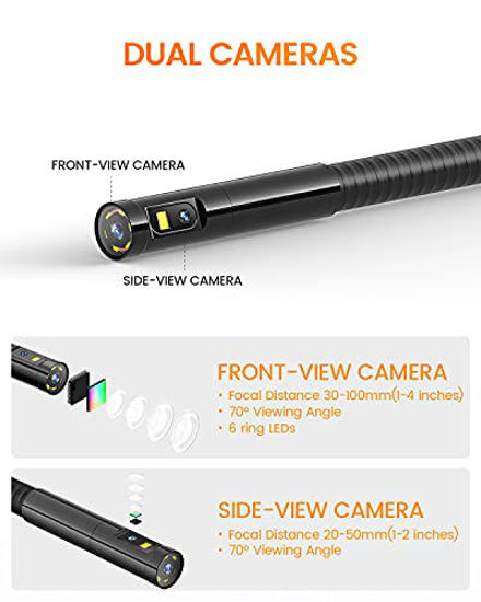 GetUSCart- 5 inches IPS Inspection Camera, Teslong Dual Lens Borescope ...