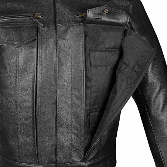 GetUSCart- Men's Commuter Premium Natural Buffalo Leather Motorcycle ...
